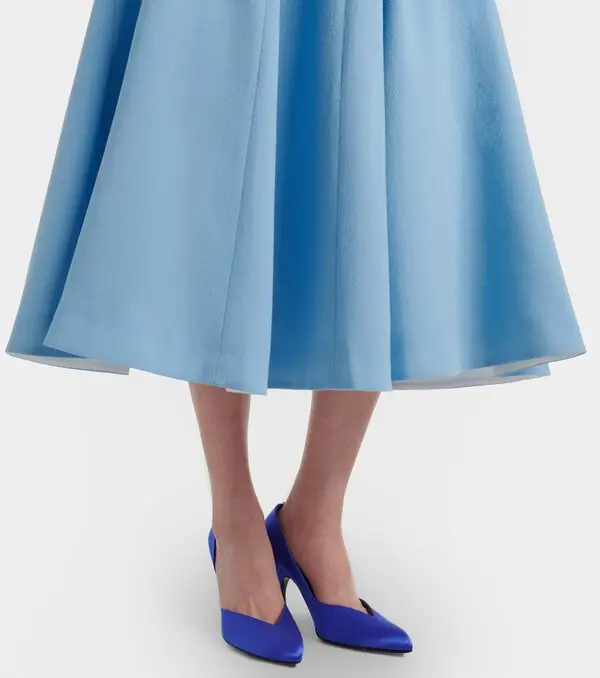EMILIA WICKSTEAD Wool Crepe Midi Dress With Belt - Blue