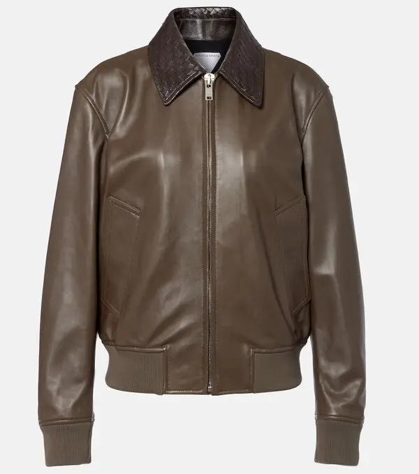 Bottega Veneta Intrecciato Leather Blouson Jacket
