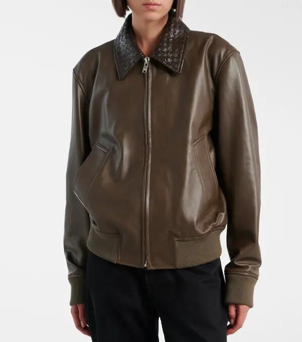 Bottega Veneta Intrecciato Leather Blouson Jacket