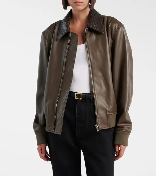 Bottega Veneta Intrecciato Leather Blouson Jacket