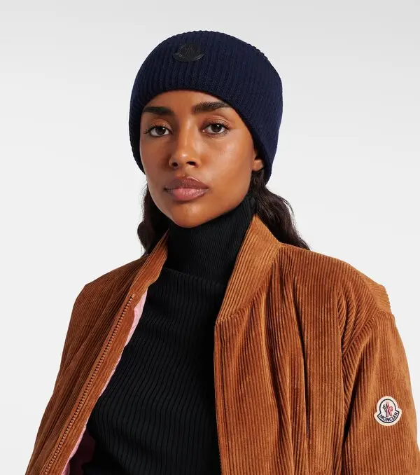 Moncler Wool And Cashmere Beanie - Blue