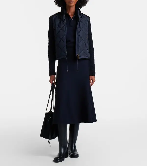 Moncler Wool-blend Midi Skirt