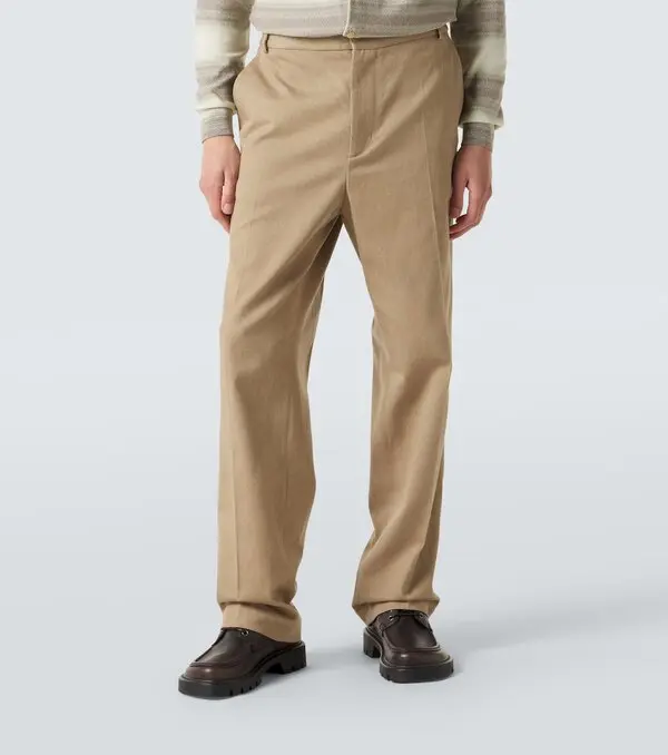 Moncler Pleated Cotton Straight Pants