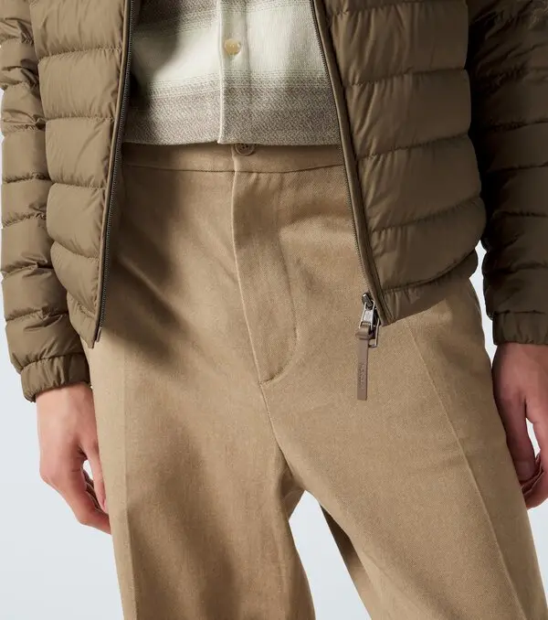Moncler Pleated Cotton Straight Pants
