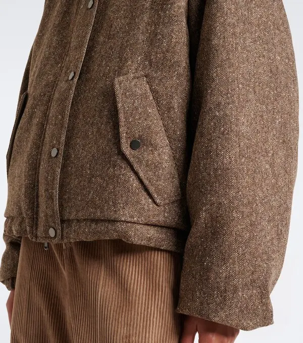 Brunello Cucinelli Hooded Wool-blend Down Jacket - Brown