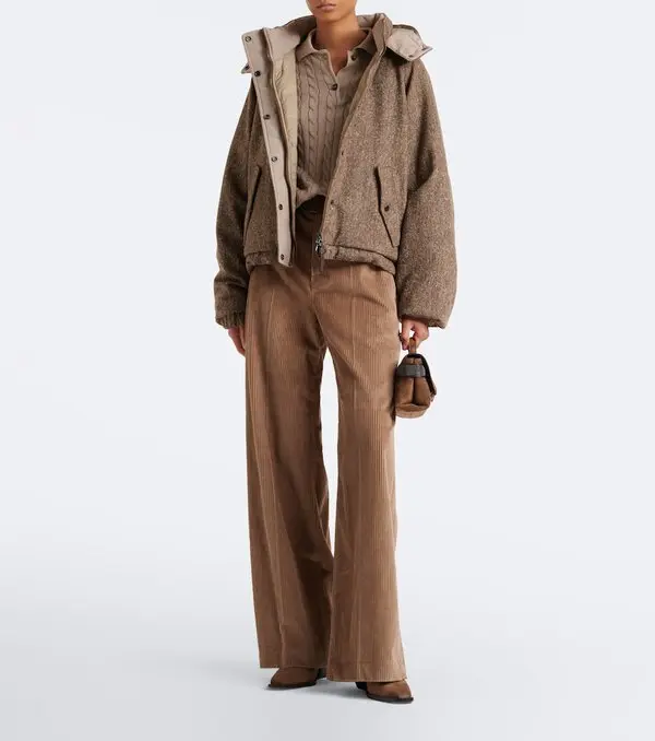 Brunello Cucinelli Hooded Wool-blend Down Jacket - Brown
