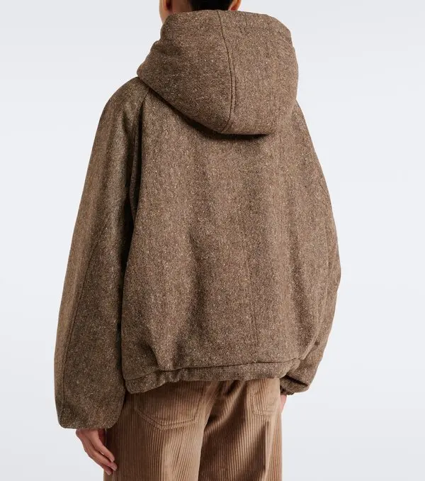 Brunello Cucinelli Hooded Wool-blend Down Jacket - Brown