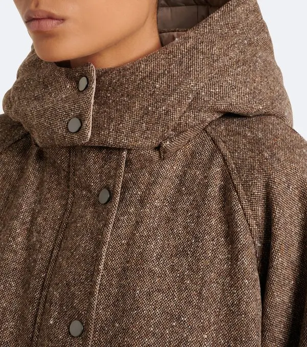 Brunello Cucinelli Hooded Wool-blend Down Jacket - Brown