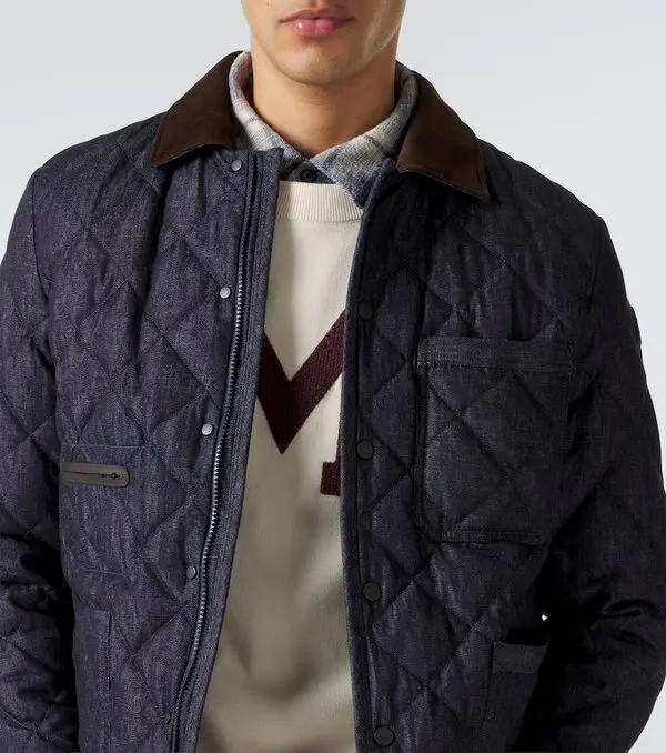 Moncler Quilted Denim Down Jacket