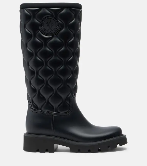 Moncler Quilted Knee High Boots - Black