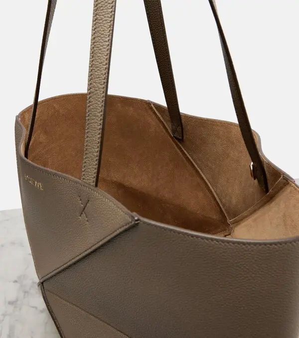 Loewe Puzzle Fold Medium Leather Tote Bag - Grey