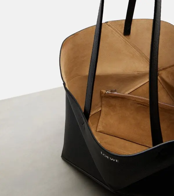 Loewe Puzzle Fold Large Leather Tote Bag - Black
