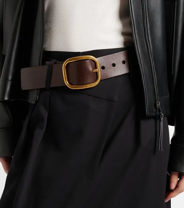 Loewe Leather Belt With Gold-tone Buckle