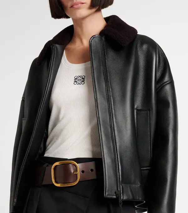 Loewe Leather Belt With Gold-tone Buckle