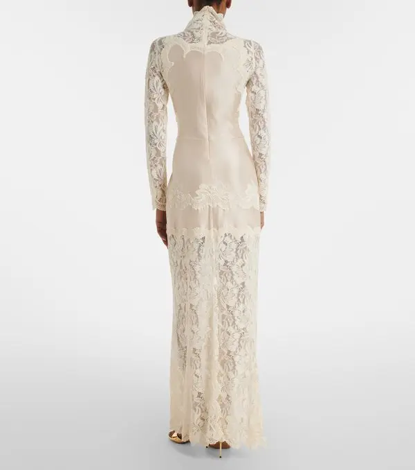 Rabanne Lace And Satin Maxi Dress - Beige