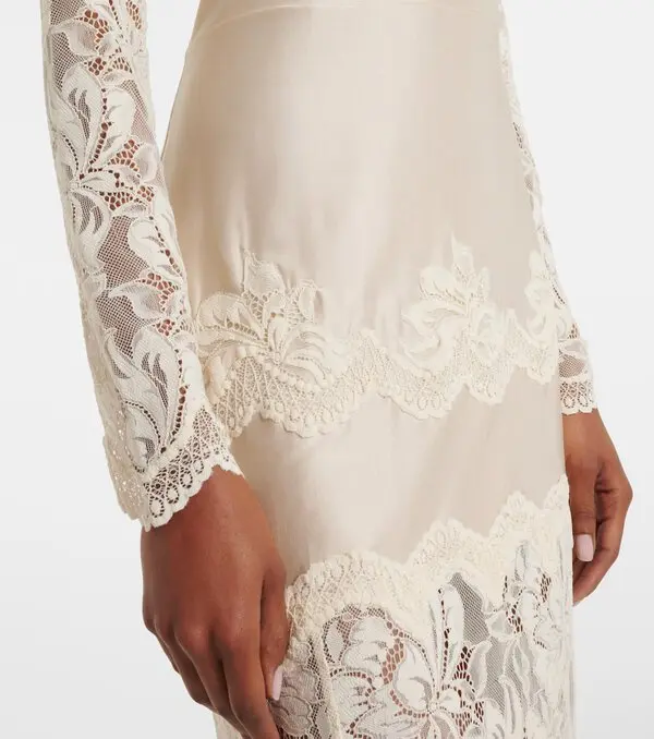Rabanne Lace And Satin Maxi Dress - Beige