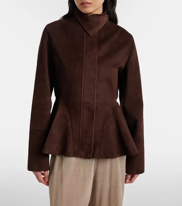 Alaïa Peplum Suede Zip-up Jacket