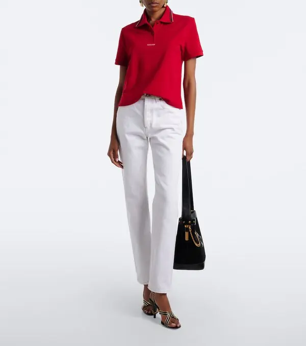 Versace Greca Cotton Pique Polo Shirt - Red