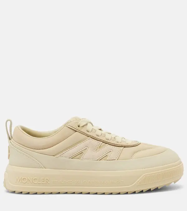 Moncler Leather-trimmed Sneakers - Beige