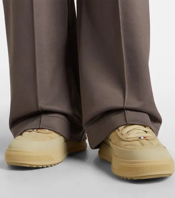 Moncler Leather-trimmed Sneakers - Beige