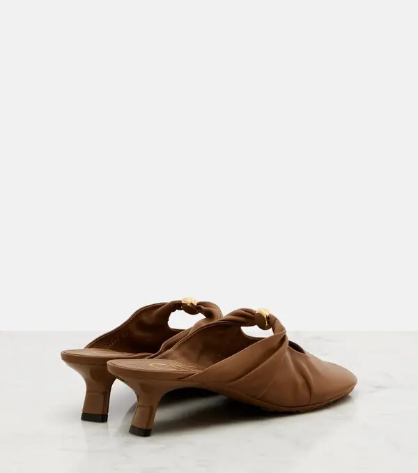 Loewe Pebble 45 Leather Mules - Brown