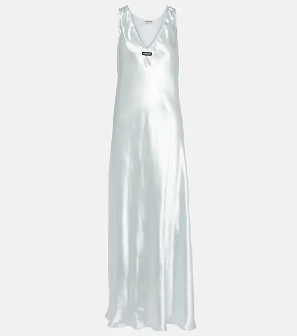 Miu Miu Satin Maxi Dress - Blue