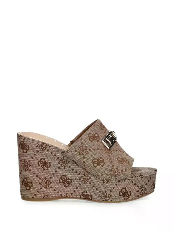 Guess Evenza Logo Pattern Wedge Sandals