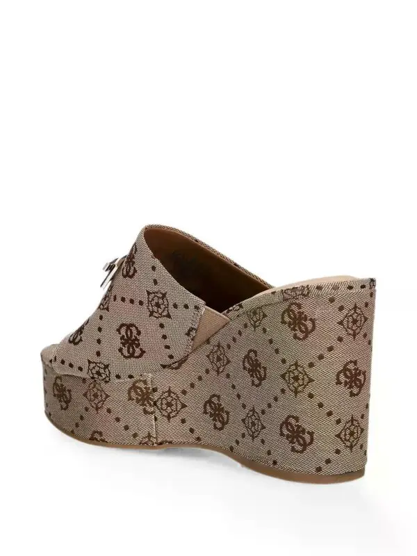 Guess Evenza Logo Pattern Wedge Sandals