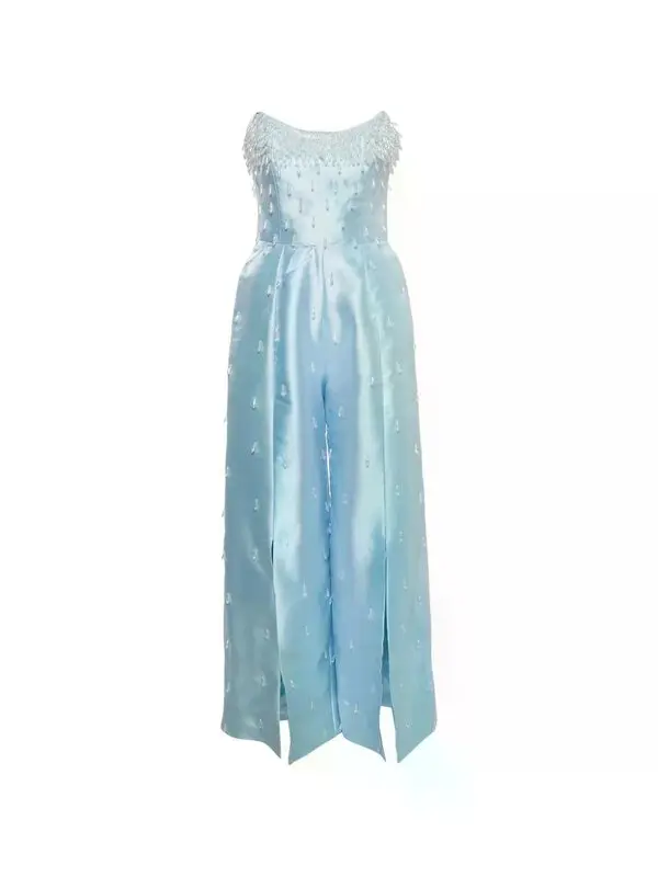 FARAH AL MESBAH X Laila Embellished Strapless Jumpsuit - Blue