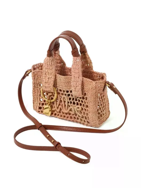 Chloé Mini Summer Banana Woven Logo-patch Tote Bag - Pink