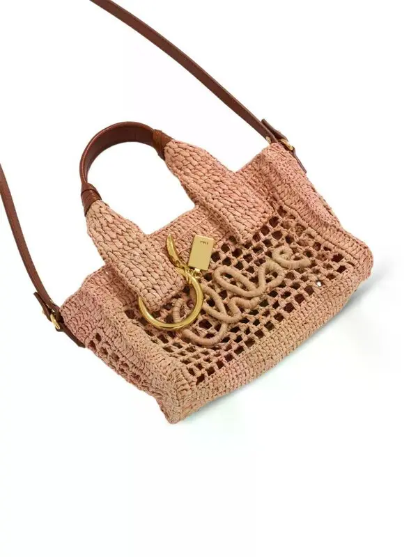 Chloé Mini Summer Banana Woven Logo-patch Tote Bag - Pink