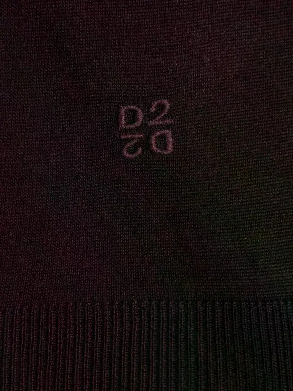 Dsquared2 Burgundy Wool Roll Neck Short Sleeve Sweater