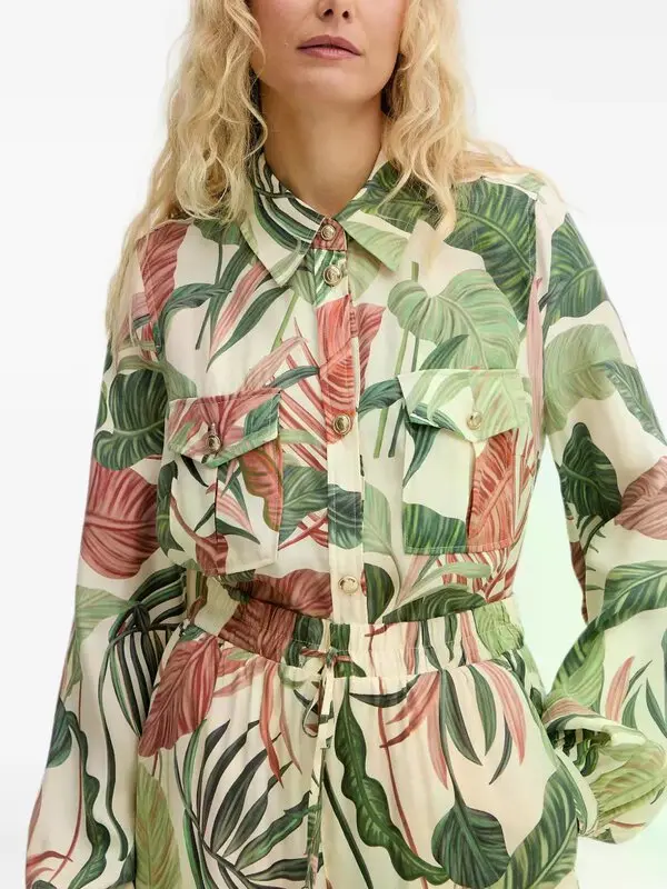 Guess Tropical Leaf Print Long Sleeve Shirt