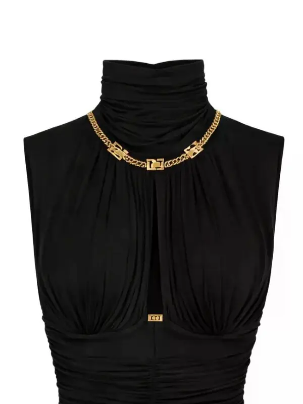 Elisabetta Franchi High-neck Sleeveless Bodysuit With Chain Detail - Black