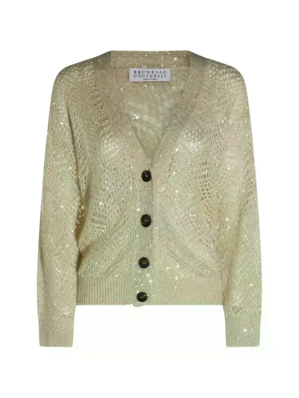 Brunello Cucinelli Sequin Embellished Open-knit Cardigan