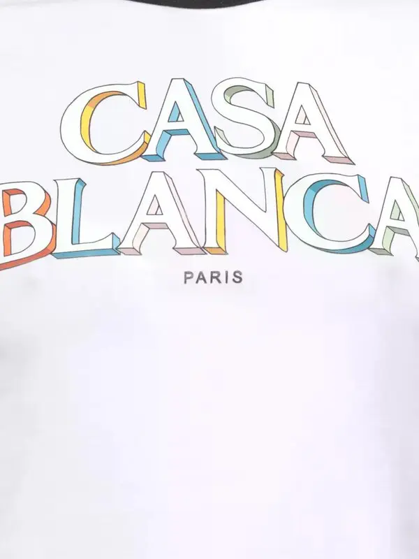 Casablanca Logo Print Cropped T-shirt - White