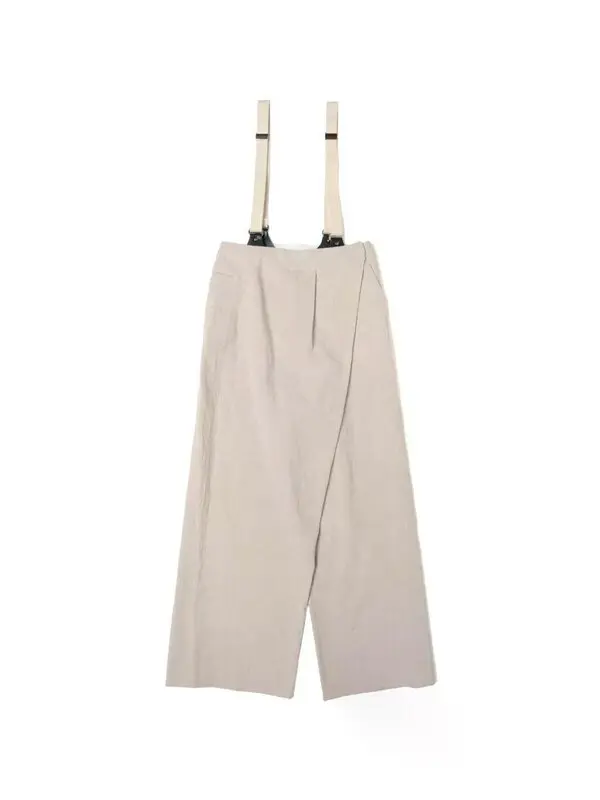 MULLER OF YOSHIOKUBO Wrap-front Suspender Trousers - Neutrals