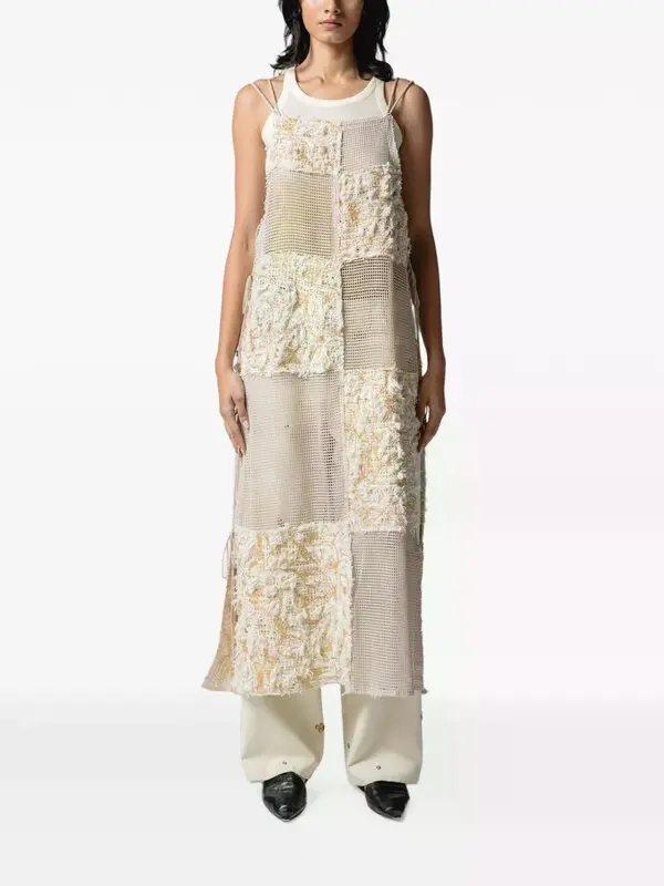 MULLER OF YOSHIOKUBO Patchwork Mesh-knit Midi Dress