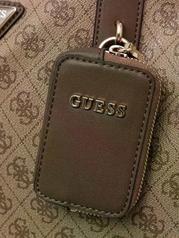 Guess Monogram Logo Plaque Tote Bag - Neutrals