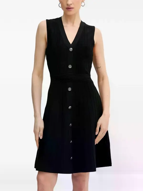 Guess Ribbed-knit Button-down Mini Dress