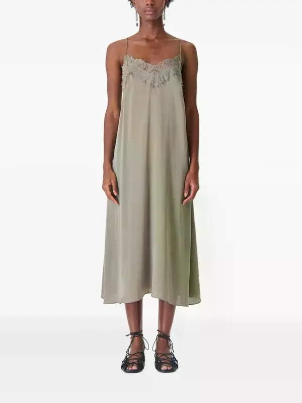 IRO PARIS Lace-trim Slip Midi Dress - Green