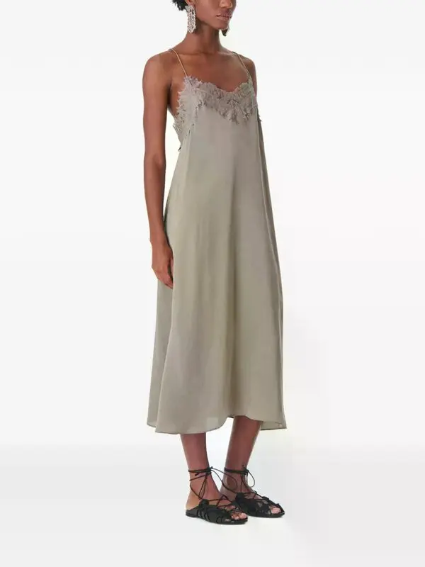 IRO PARIS Lace-trim Slip Midi Dress