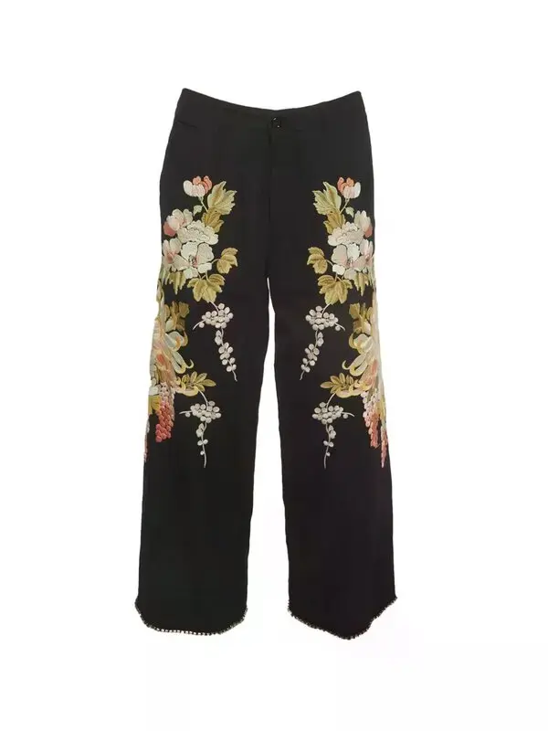 Gucci Floral Embroidered Wool Trousers
