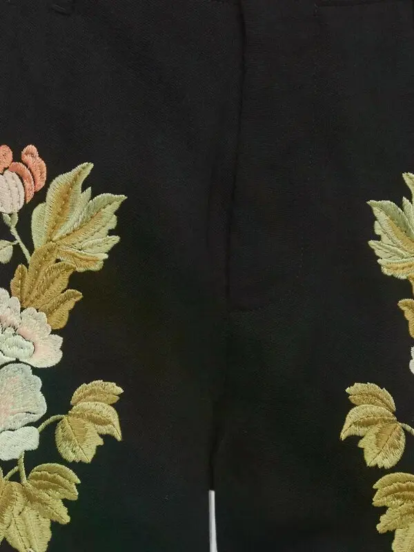 Gucci Floral Embroidered Wool Trousers