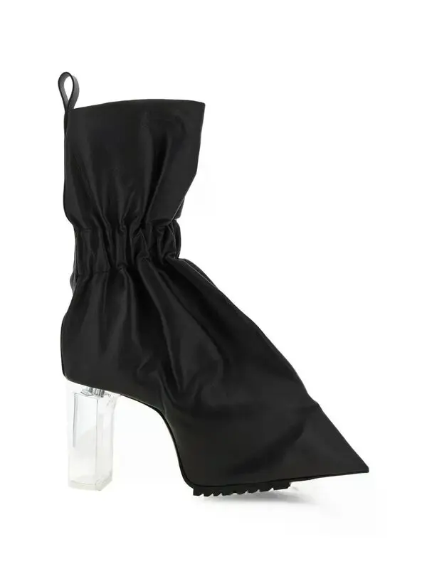 Rick Owens Leather Gathered Ankle Boots
