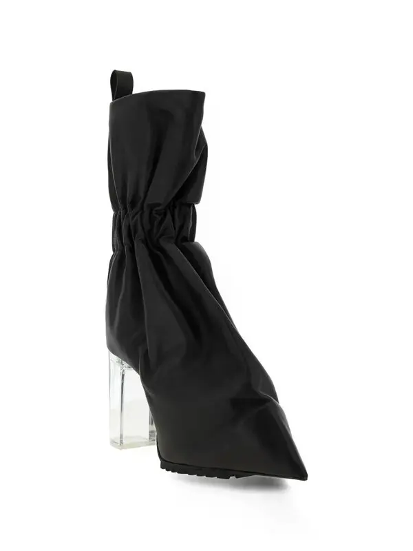 Rick Owens Leather Gathered Ankle Boots
