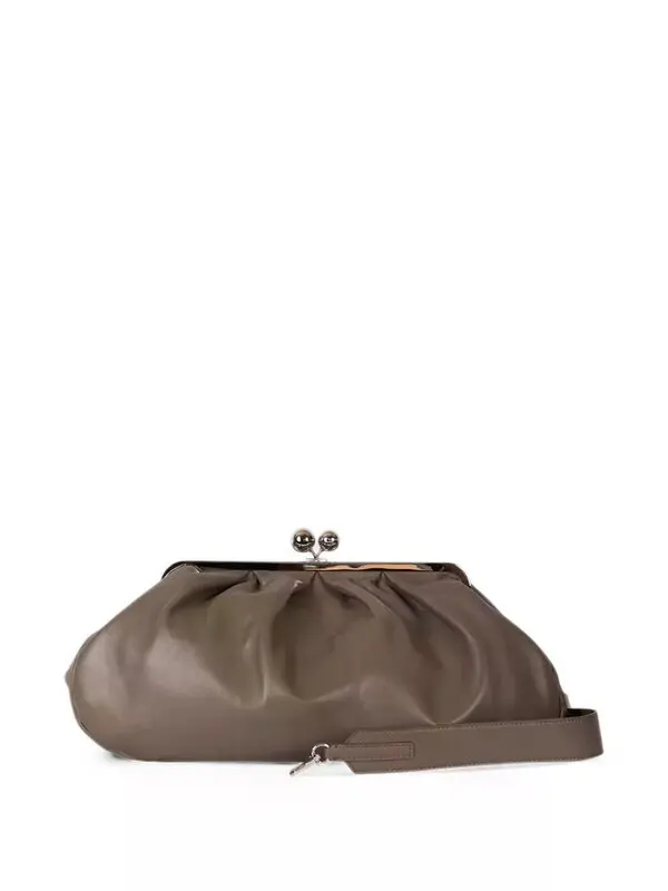 Max Mara Pasticcino Ruched Leather Clutch Bag - Brown