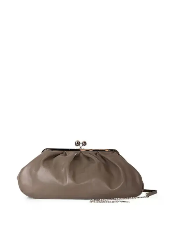 Max Mara Pasticcino Ruched Leather Clutch Bag - Brown