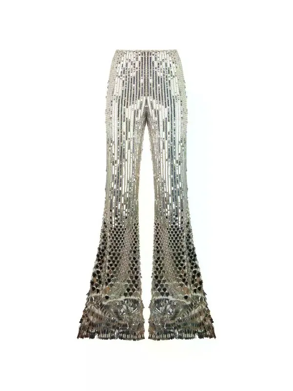 Alberta Ferretti Sequin-embellished Flared Trousers - Silver