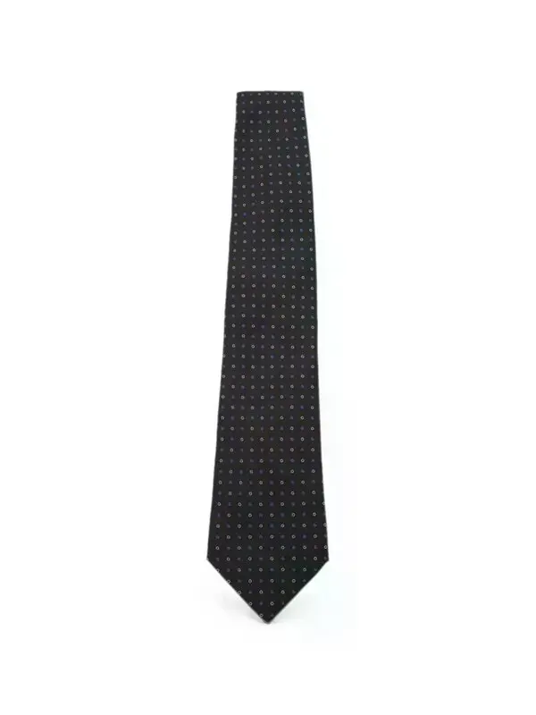 Canali Geometric-pattern Silk Tie - Brown